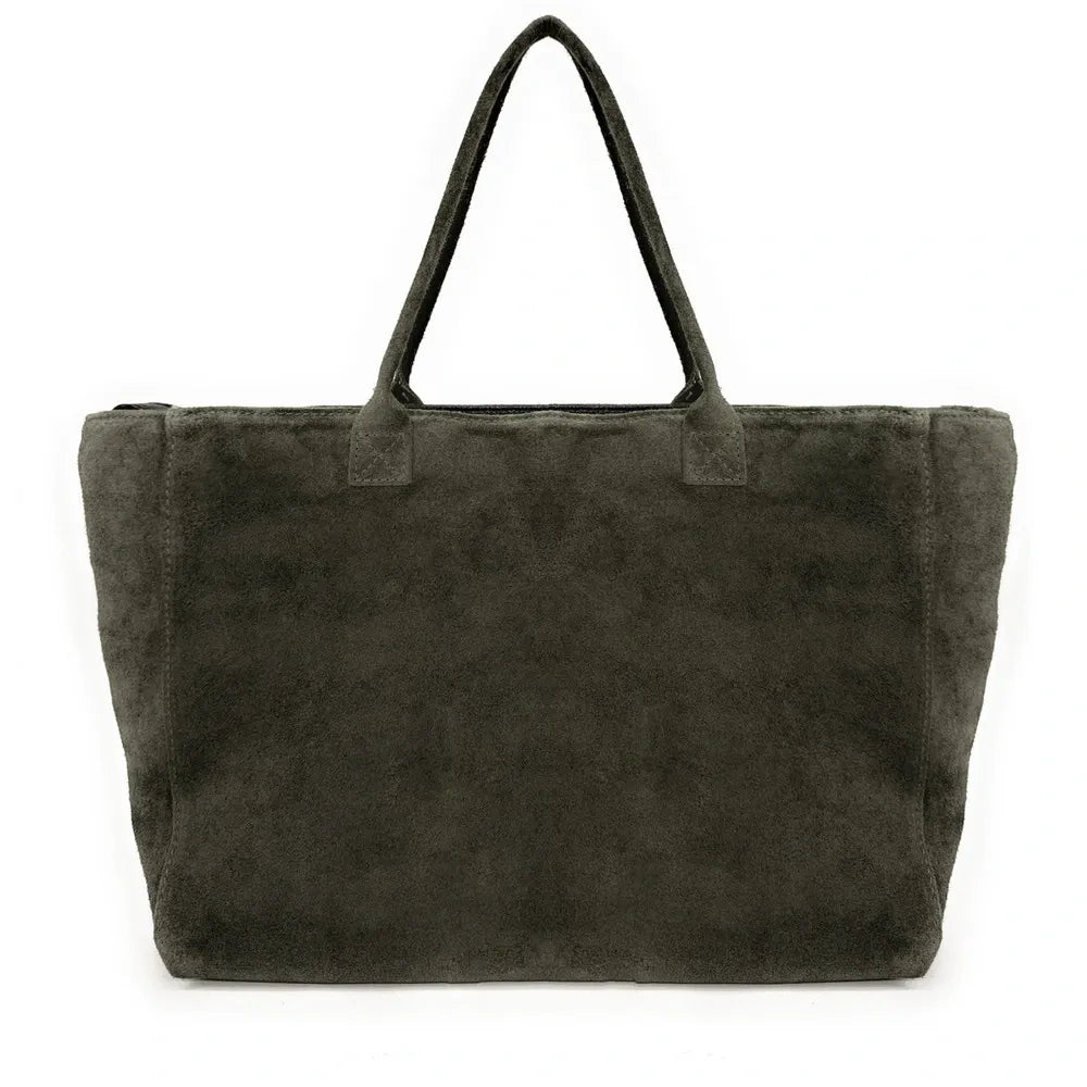 Sacs Femme | Sac cabas en cuir nubuck SASHA Kaki | OH MY BAG