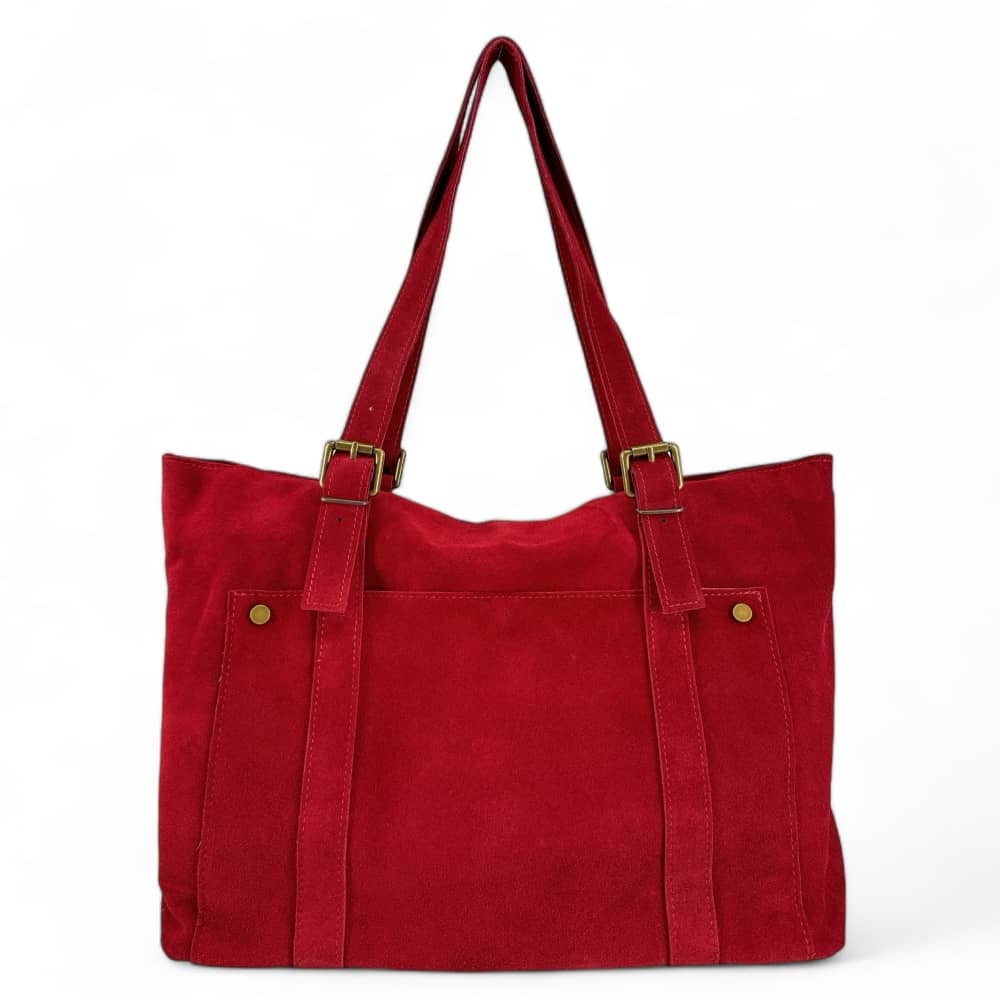 Sacs Femme | Sac cabas en cuir nubuck TOKYO Rouge garance | Oh My Bag