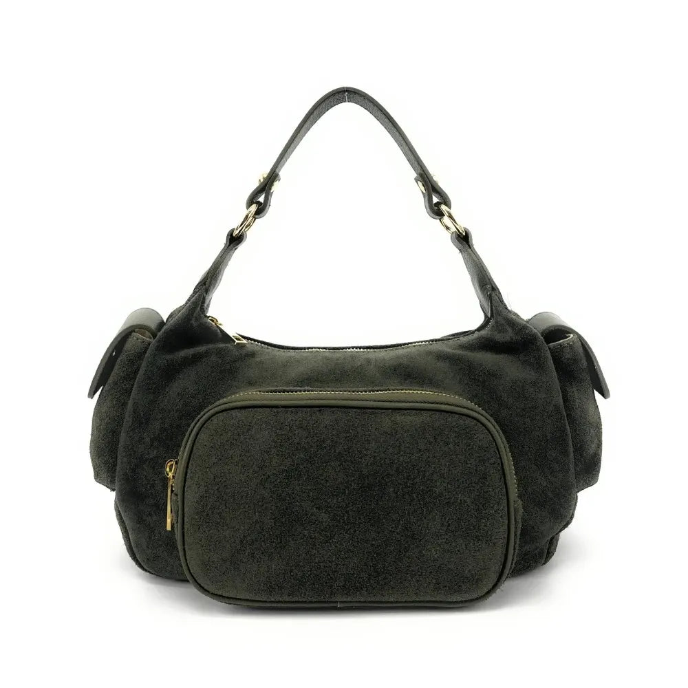 Women's bags | Nubuck leather multipoche bag NELLIE Khaki | Oh My Bag