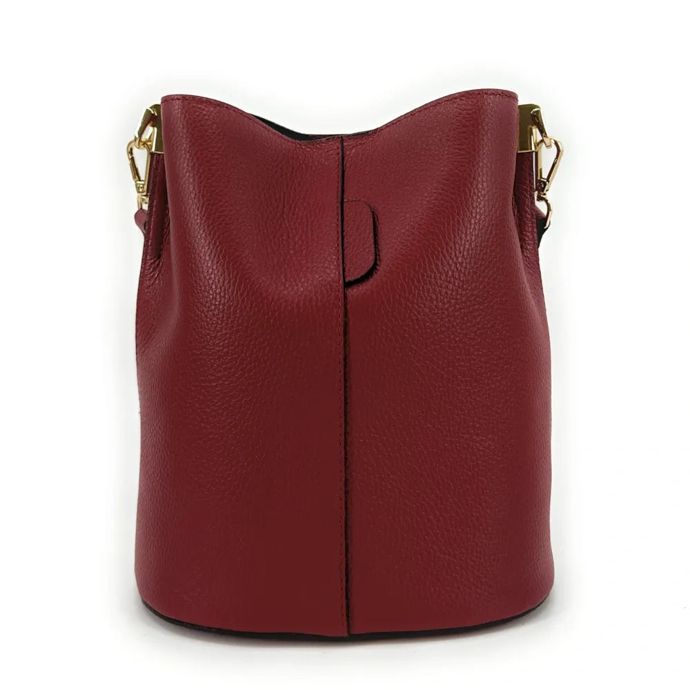 Women's bags | Grained leather bucket bag GEORGIA Bordeaux red | Oh My Bag